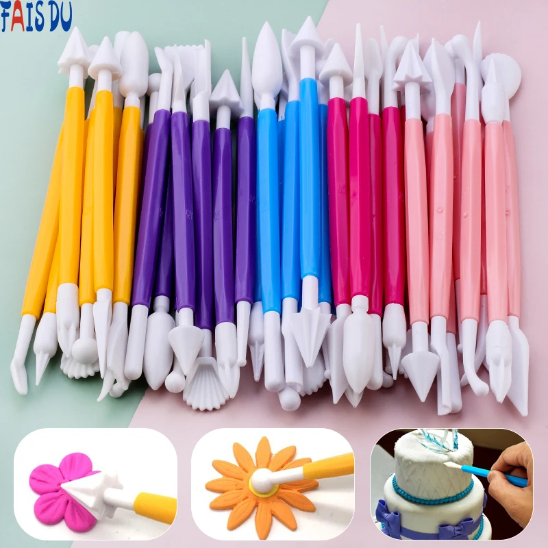 8pcs Fondant Cake Decorating Modelling Tools 16 Patterns Carving Flower ...