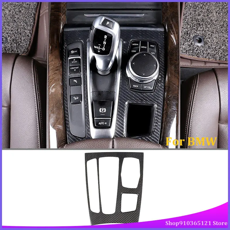 For BMW X5 X6 F15 F16 2014-2018 Real Carbon Fiber Interior Center Gear ...