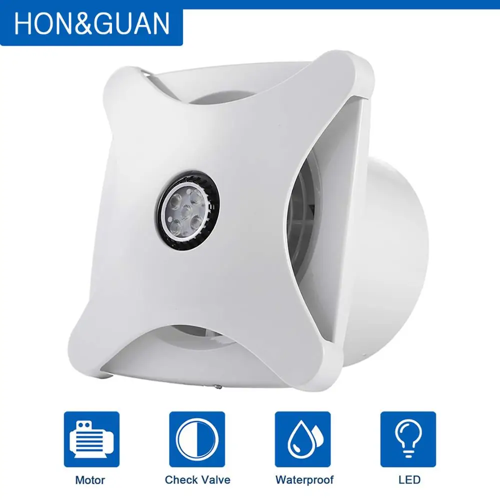 Hon&Guan 6'' Silent Exhaust Fan for Bathroom Kitchen Ventilation Window ...