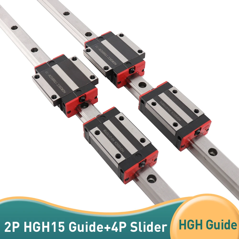 2PCS HGH15 linear guide rail 4PCS slide bearing block HGH15CA flang HGW15CC for CNC worm wheel ...