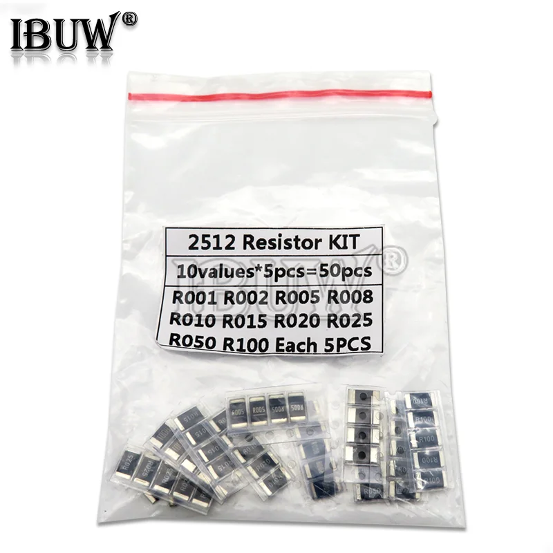50PCS Alloy resistance 2512 SMD Resistor Samples kit 10 kinds*5PCS ...