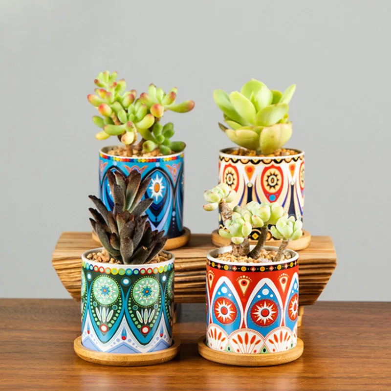 Nordic Style Floral Mandala Flower Pot Balcony Decor Breathable Fleshy ...