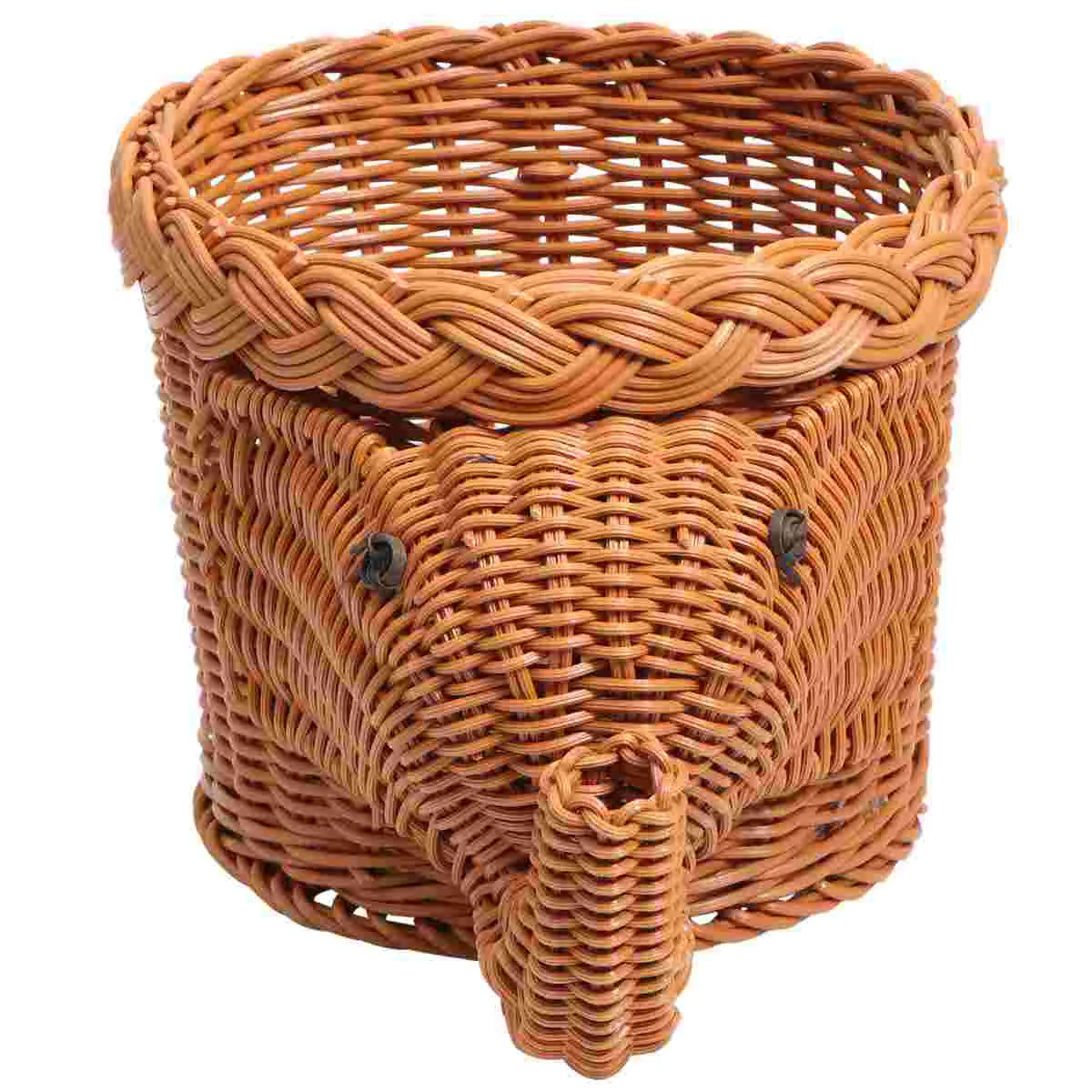 1pc Creative Hand Woven Snack Basket Elephant Shape Design Storage ...