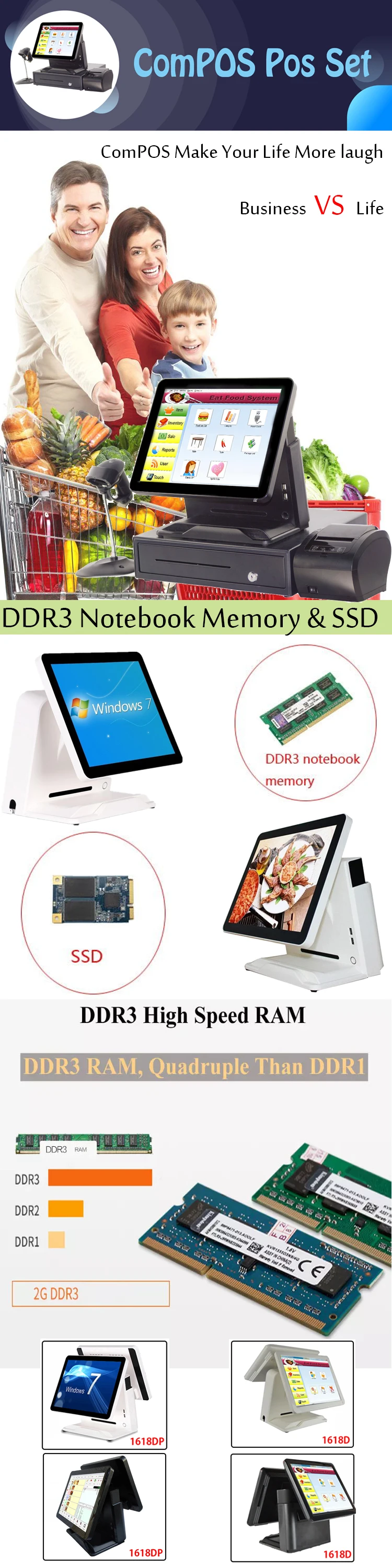 Free shipping 15+15” capacitive touch screen Cash Register dual screen ...