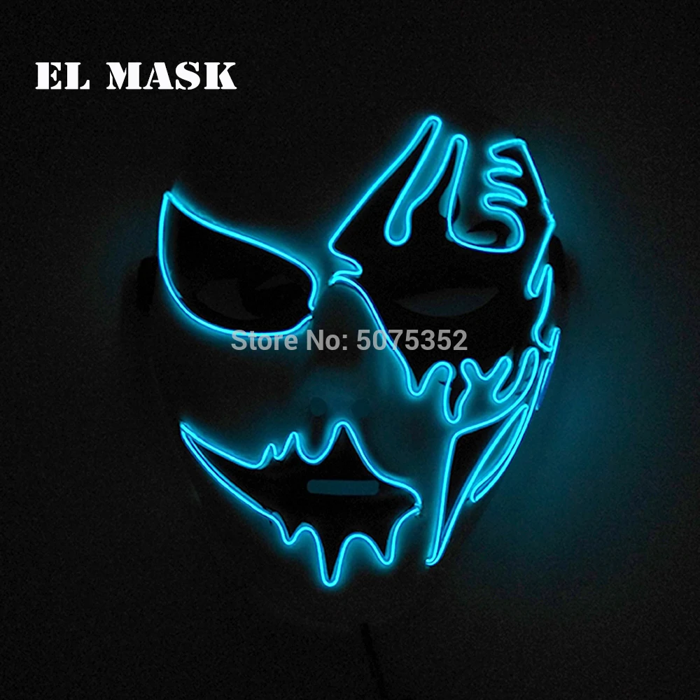 Horror Maska Luminous Glowing Neon EL Mask Cosplay LED Mask ...