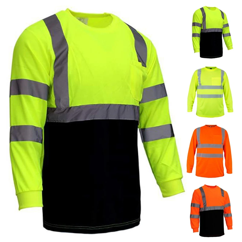 Summer Quick Dry Fit Hi Vis Workwear Contrast Color Safety Long Sleeve ...