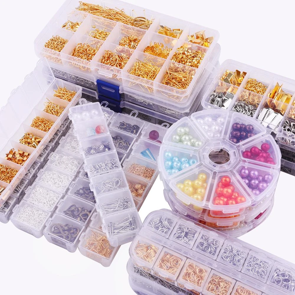 1Box 3 Colors Single ring/Lobster clasp/Tail chain/Clip buckle/Drop Kit ...