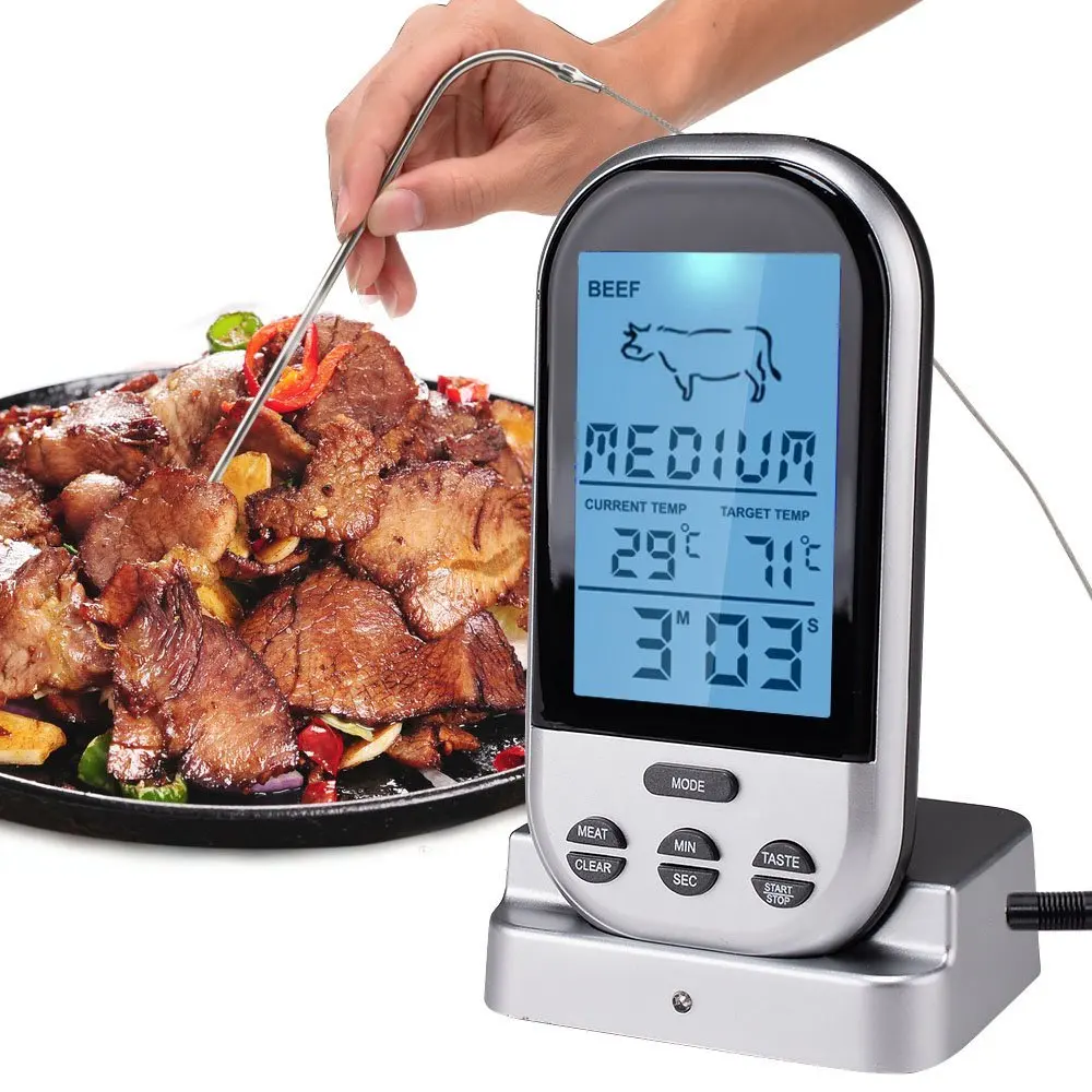 Meat-Thermometers-Bluetooth-LCD-Digital-Probe-Remote-Wireless-BBQ-Grill ...