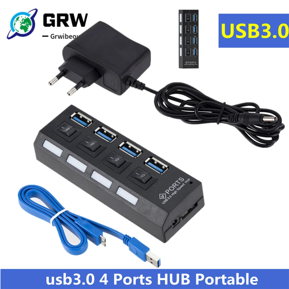 Mini USB HUB 3.0 Super Speed 5Gbps usb3.0 4 Ports HUB Portable Micro ...