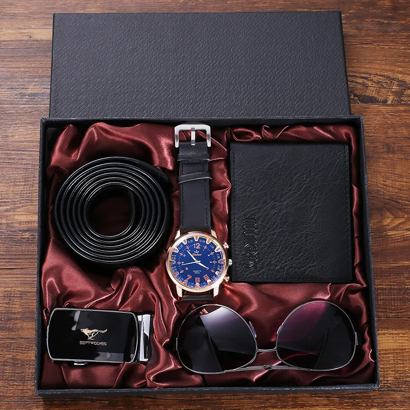 Men Watches Gifts Set Luxury Fashion Quatrz Watch Top Quality Belt ...