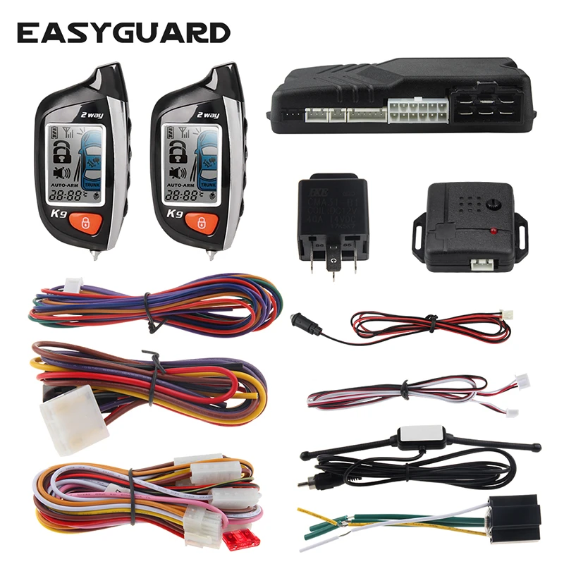 EASYGUARD 2 Way Car Alarm System LCD Pager Display Remote Engine Start ...