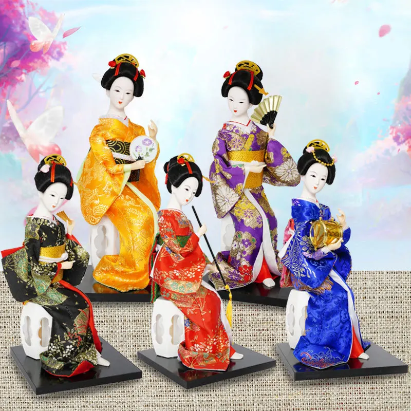 23cm Resin Statuette Japanese Anime Doll Hand-made Model Kimono Kabuki ...