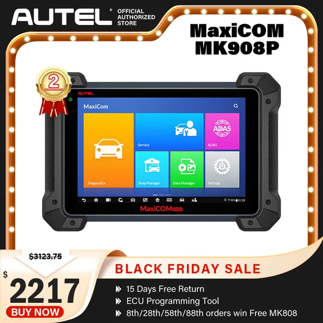 Autel MaxiCOM MK908P Car Diagnostic Scanner ECU Coding Programming MaxiSys J2534 Programmer OBD ...
