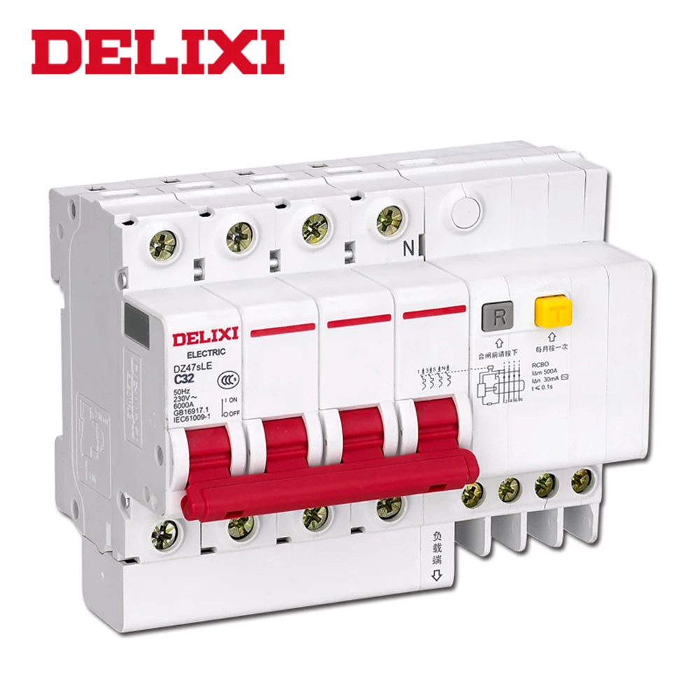 Generic Delixi Dz47sle C Type Rcbo Breaker 4p 10a 16a 20a 25a 32a 40a 50a 63a Residual Current ...