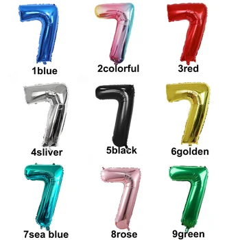 Number 7 Balloon 7 Digit Balloons Seven Blue Figure Green Globe 7th ...