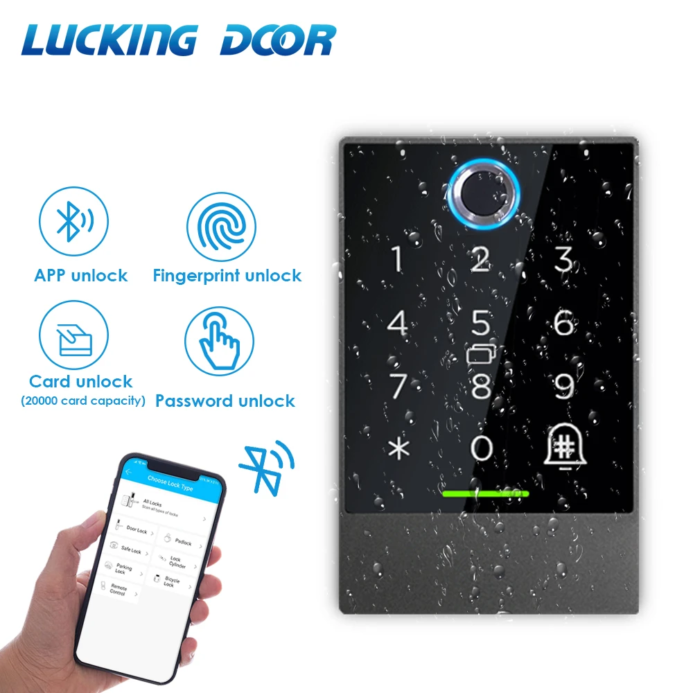 K2/K2F IP65 Waterproof Semiconductor Fingerprint TTLock App Control Bluetooth V4.0 Smart App ...