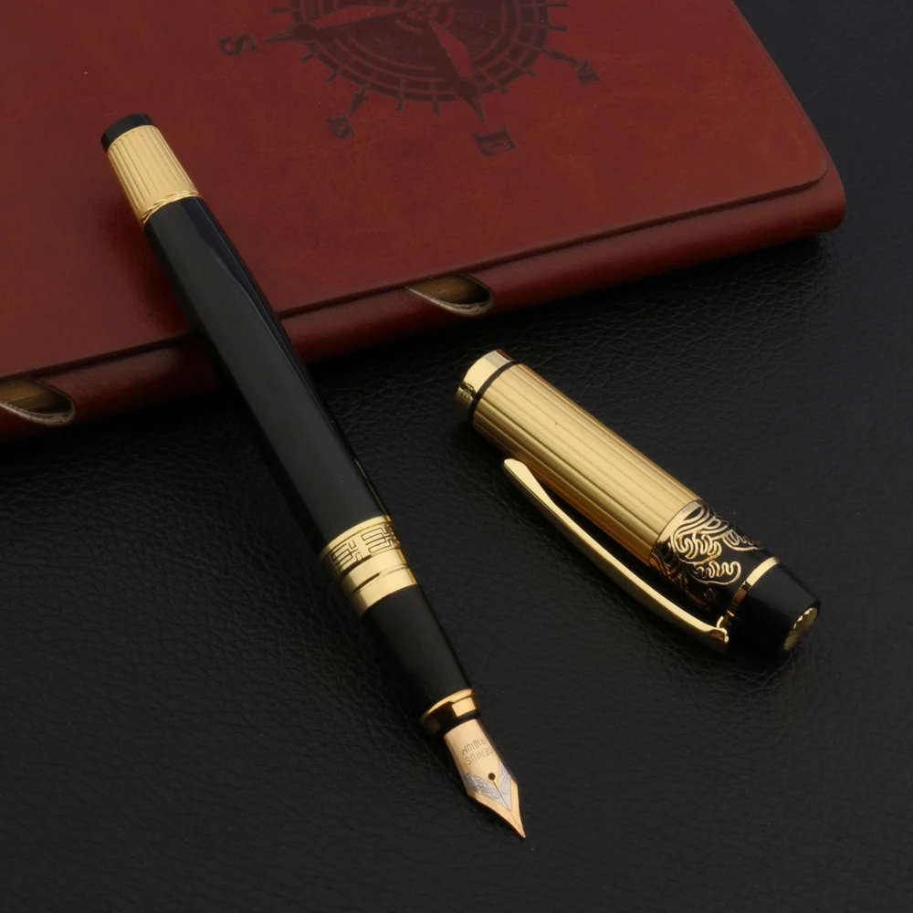 luxury-High-quality-HERO-M-fountain-pen-METAL-black-golden-Stationery ...