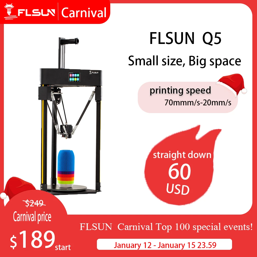 3d Printer Flsun Q5 Delta Auto-level Sensor Resume Pre-assembly Tft ...