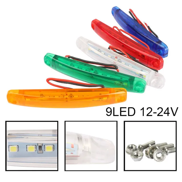 Durable position lights for trailer buses, 12-24 V 9-LED side lights ...