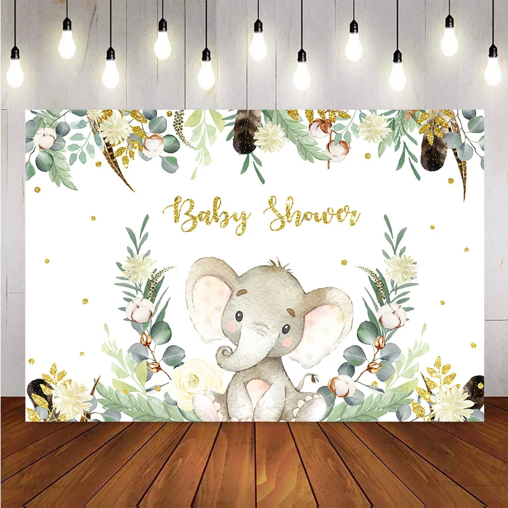 Elephant newborn baby shower backdrop for photography safari jungle ...