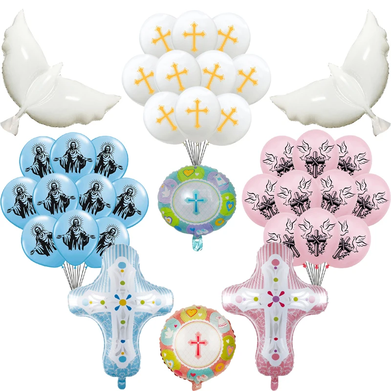 Church Cross Pigeon Dove Latex Foil Balloons Jesus Christian Catholic ...