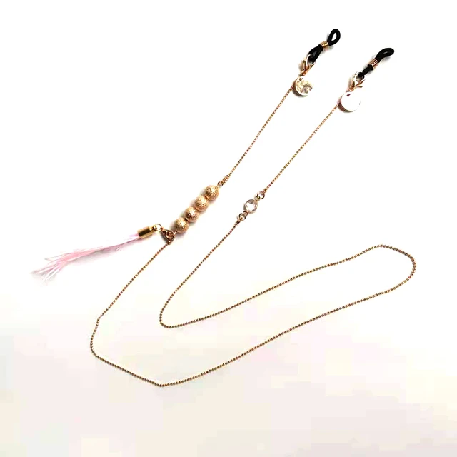 Eyeglasses Chain Disc Feather Pendant Hanging Neck Anti-falling Reading ...
