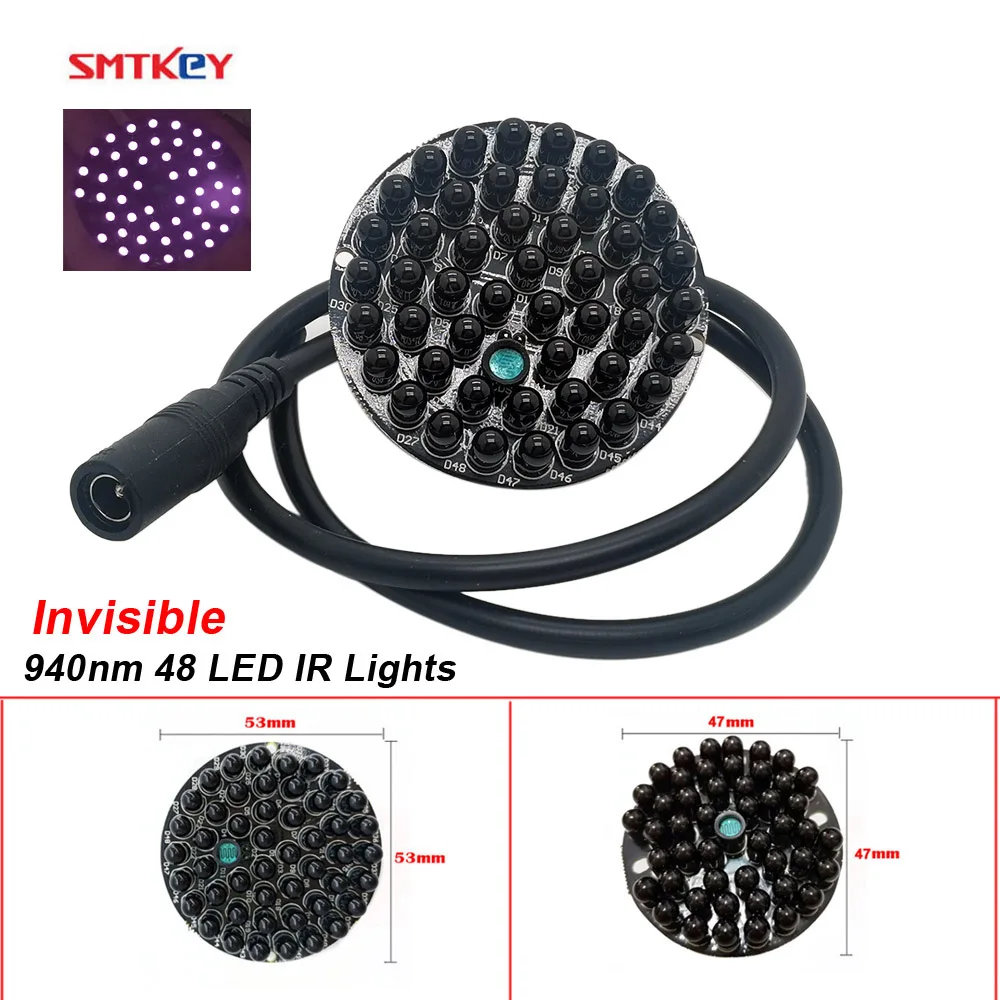 940nm-48pcs-Black-IR-LEDsInvisible-No-Red-Exposure-at-Night-Infrared ...