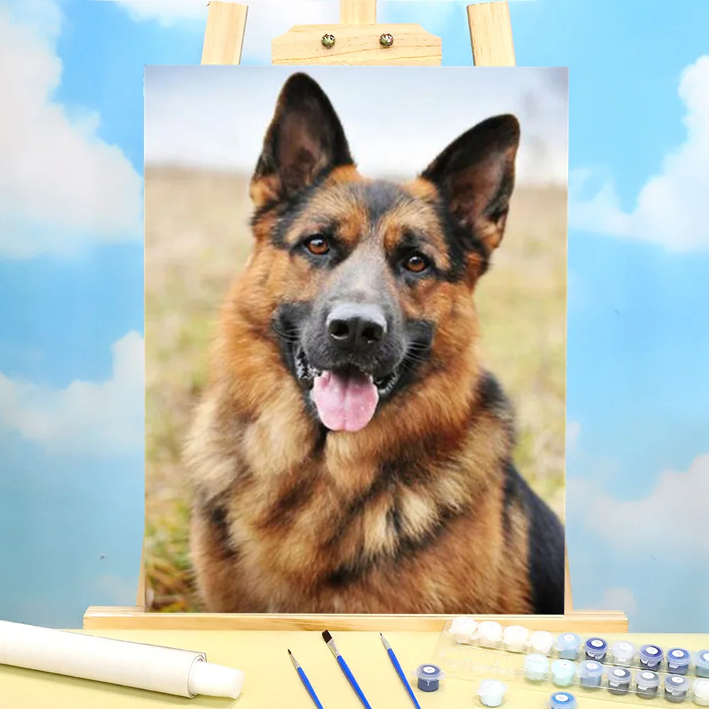 German Shepherd Paintings On Canvas