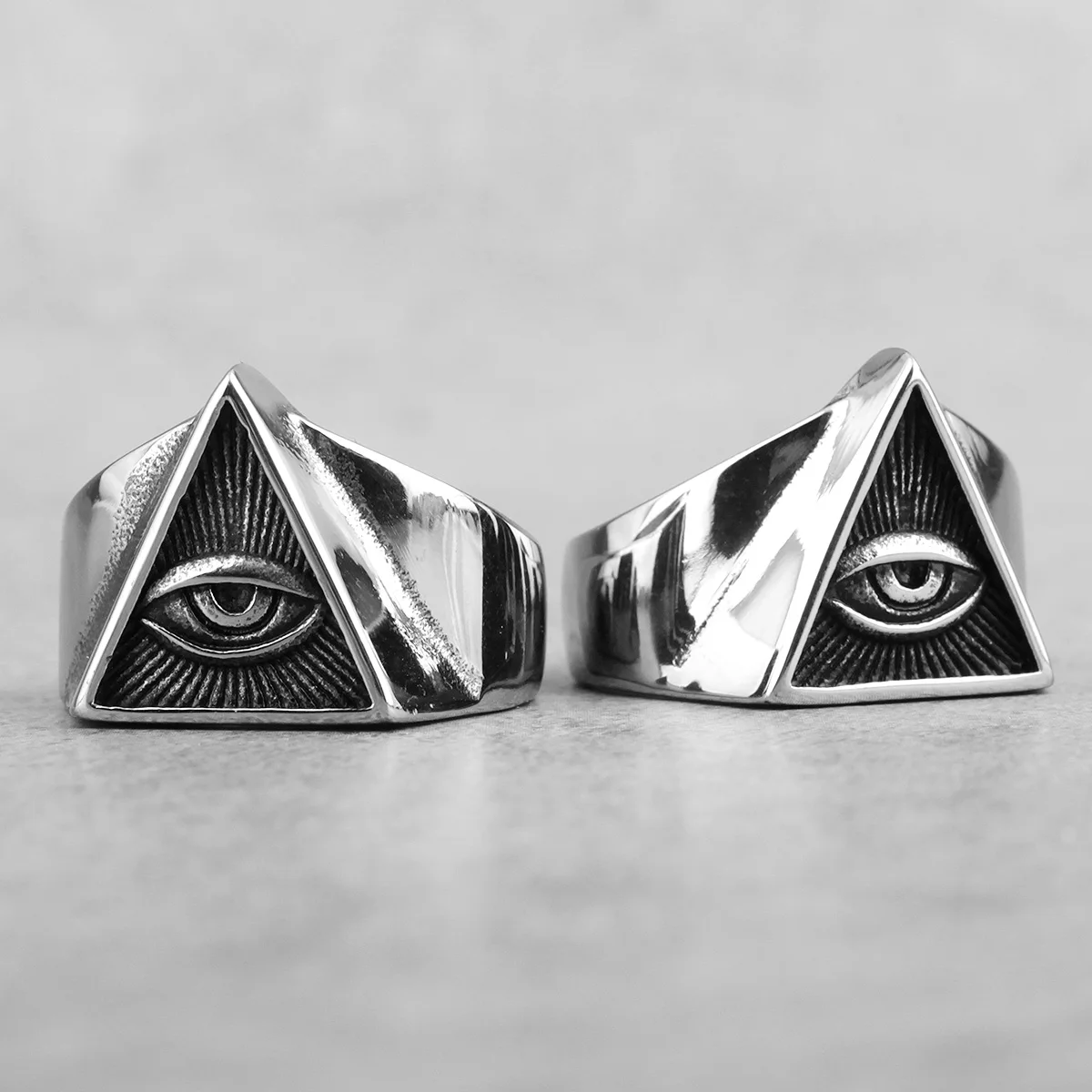 Freemason Illuminati Triangle Masonic Stainless Steel Mens Rings Punk ...