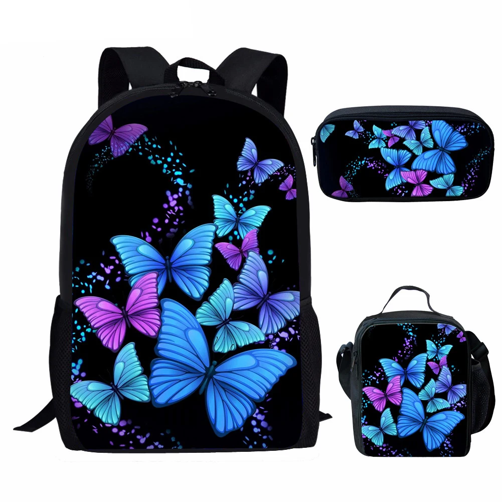 Butterfly-Backpack-for-School-Kids-Girls-Book-Bags-3Pcs-Sets-Rucksack ...