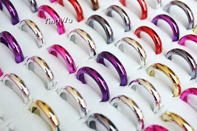 Yingwu-30Pcs-Plastic-Resin-Ring-Jewelry-Multi-Color-Big-Rings-Band-For ...
