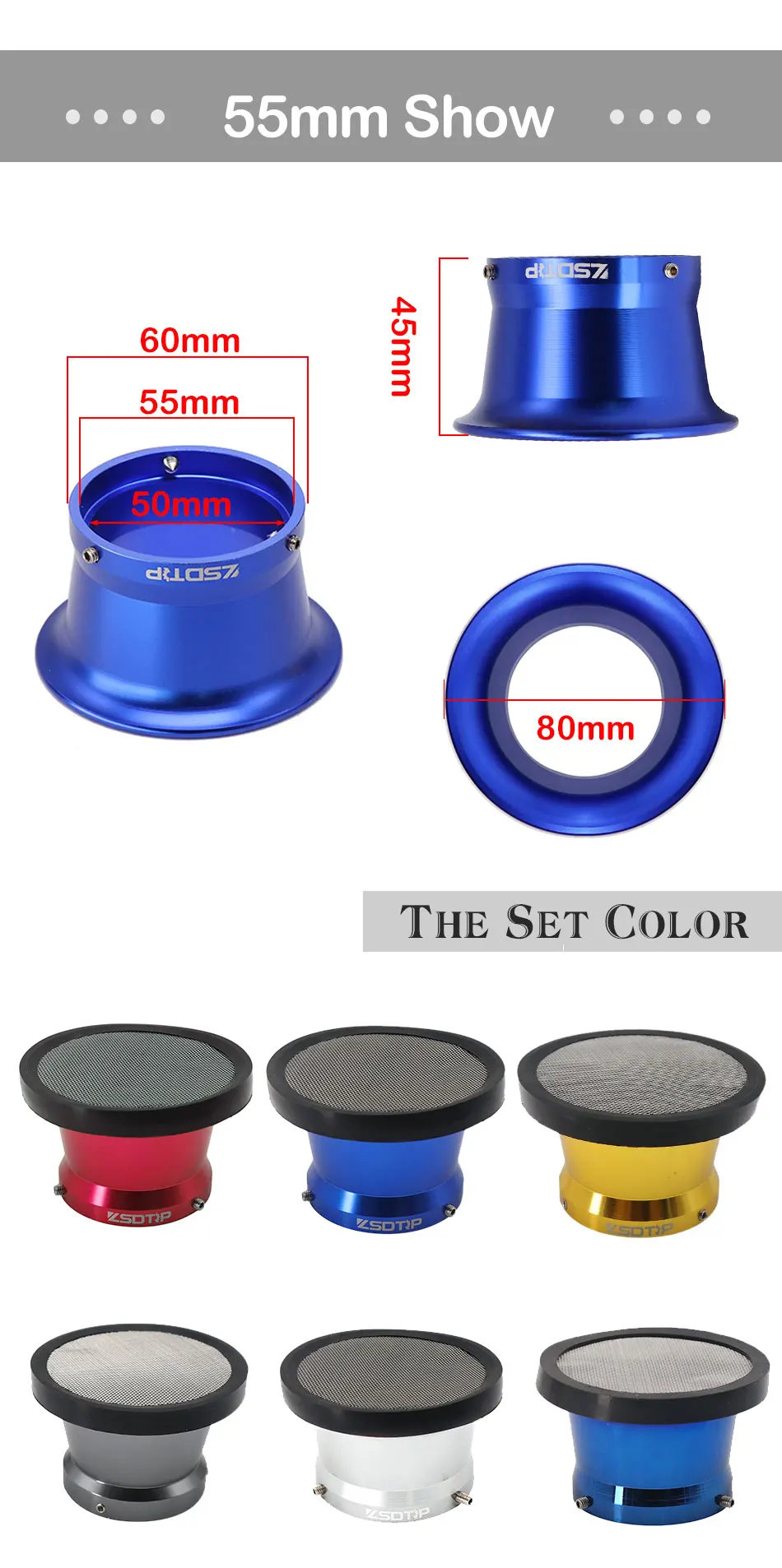 Universal 50/55mm Motorcycle Air Filter Wind Horn Cup Alloy Trumpet ...