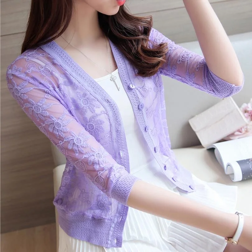 New 2020 Autumn Summer Solid Color Short Cardigan Women Shawl Knitted ...