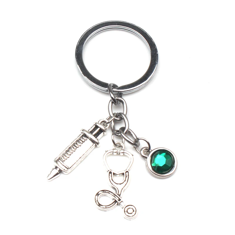 New-Design-9-Color-Crystal-Stone-Nurse-Medical-Box-Key-Chain-Needle ...