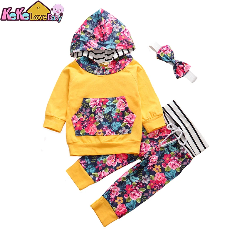 3pcs Autumn Baby Girl Clothes Set Newborn Infant Outfit Fashion Hoodie ...