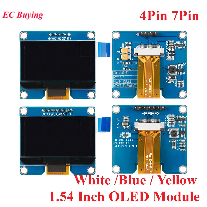 1.54 Inch Oled Module 1.54" 12864 Screen Lcd Led Display Module 128*64 ...
