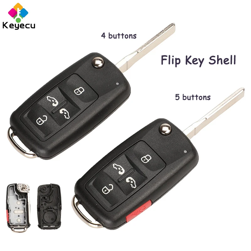 Keyecu Flip Remote Car Key Shell Case Cover With 4 5 Buttons Fob For ...