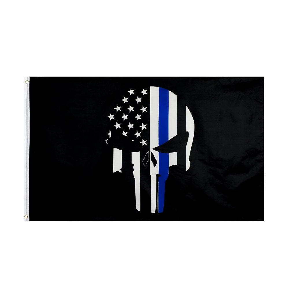 First Responder Police Thin Blue Line Skull Bone Flag - CLASSY USA