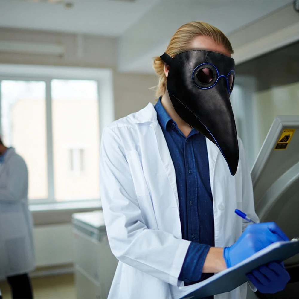 Halloween Doctor Long Nose Bird Gothic LED Black Cosplay Mask ...