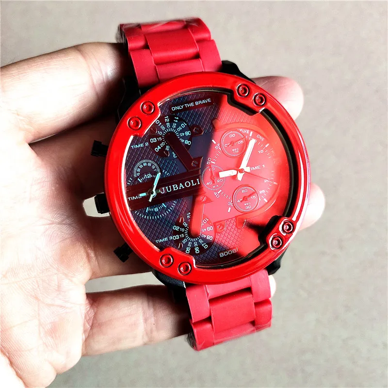 Sport-Chronograph-Watches-Men-Red-Steel-Strip-Military-Quartz ...