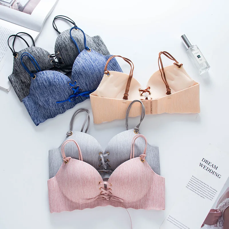 Women's Non Steel Ring Push Up Girls Bra High School College Student ...