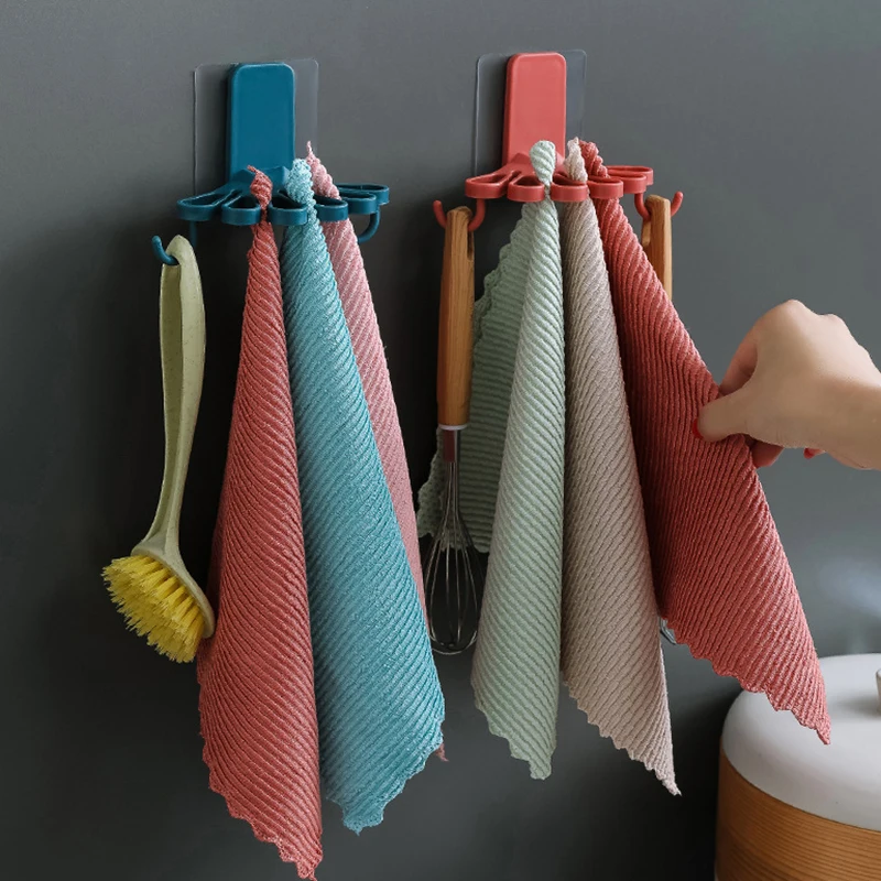 Flower shaped Household Rag Rack With Hooks Wall mounted Free Punching ...