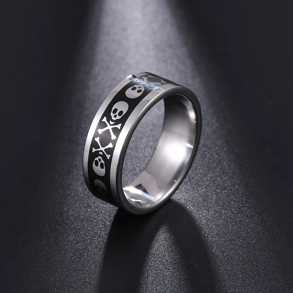 Gothic Punk Ring For Men Retro Skeleton Devil Male Ring Stainless Steel ...