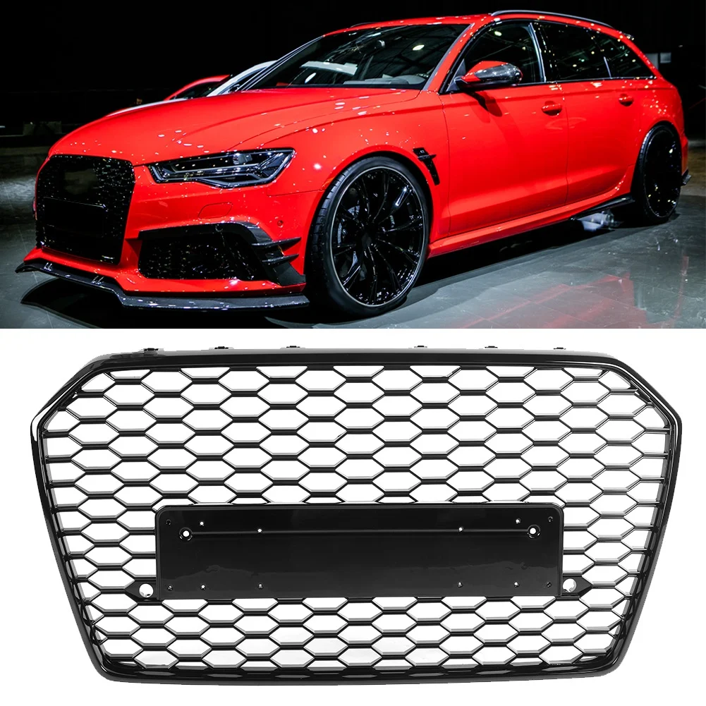 Front Intake Grill Hex Mesh Grille Full Black Refit For Rs6 Style Fits ...