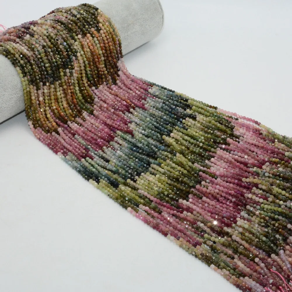 Натуральный выбранные Цвет иолит/Турмалин Круглые граненые бусины 3 мм