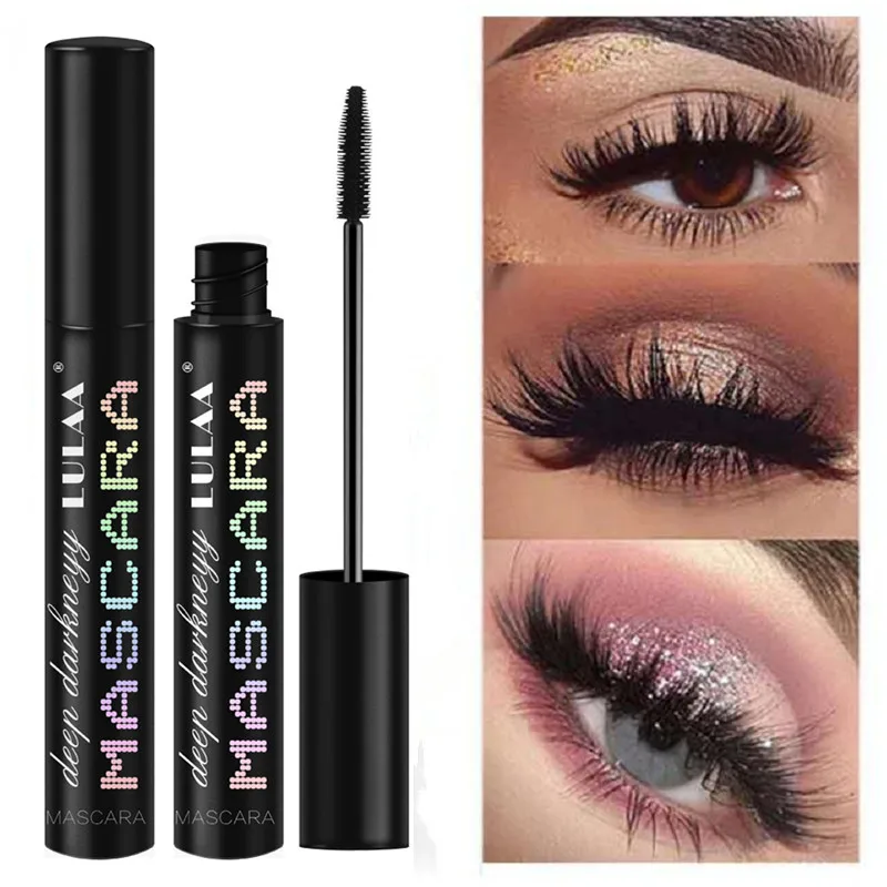 Máscara de pestañas de fibra de seda 4D, resistente al agua, rizada, gruesa y duradera, para ...