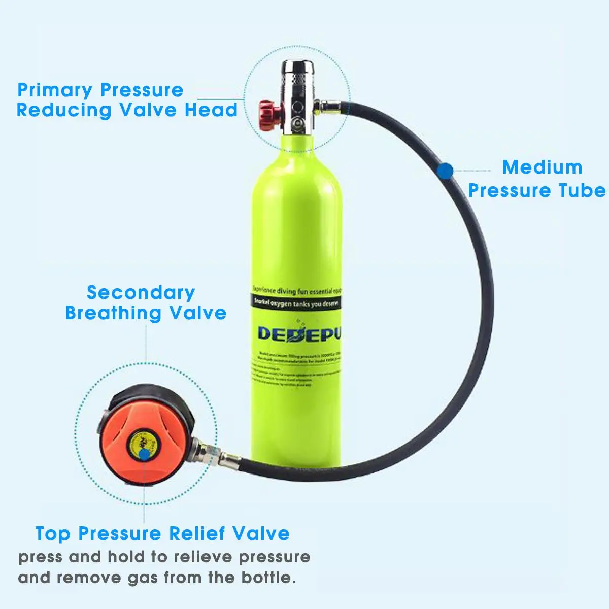 1L Scuba Oxygen Cylinder Set Diving Air Tank Valve Respirator Refill ...