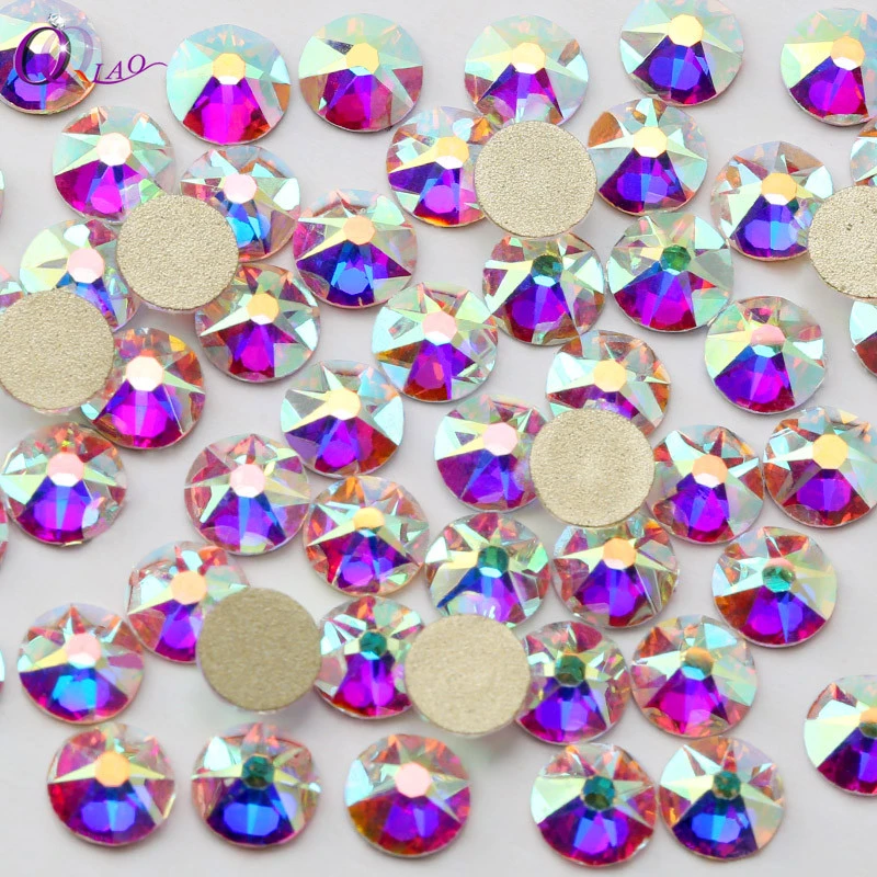 8 Big + 8 Small Cut Facets Nail Rhinestone Crystal Clear /crystal Ab ...