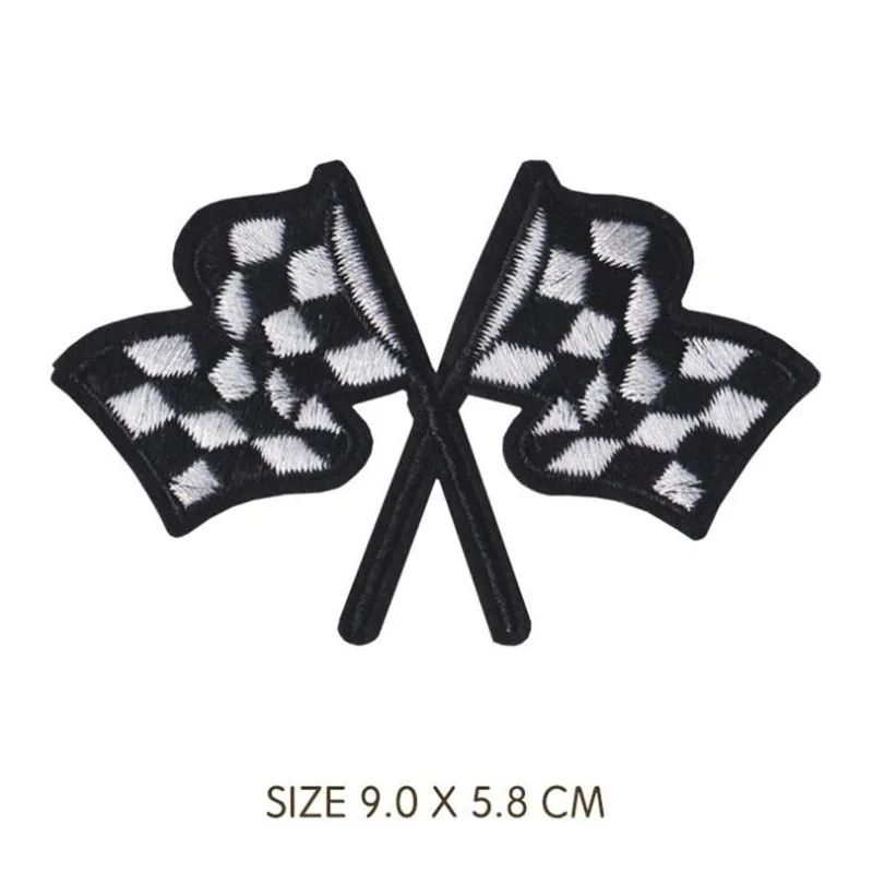 Race-Car-Flag-Iron-on-Embroidered-Cloth-Clothes-Patch-For-Clothing ...