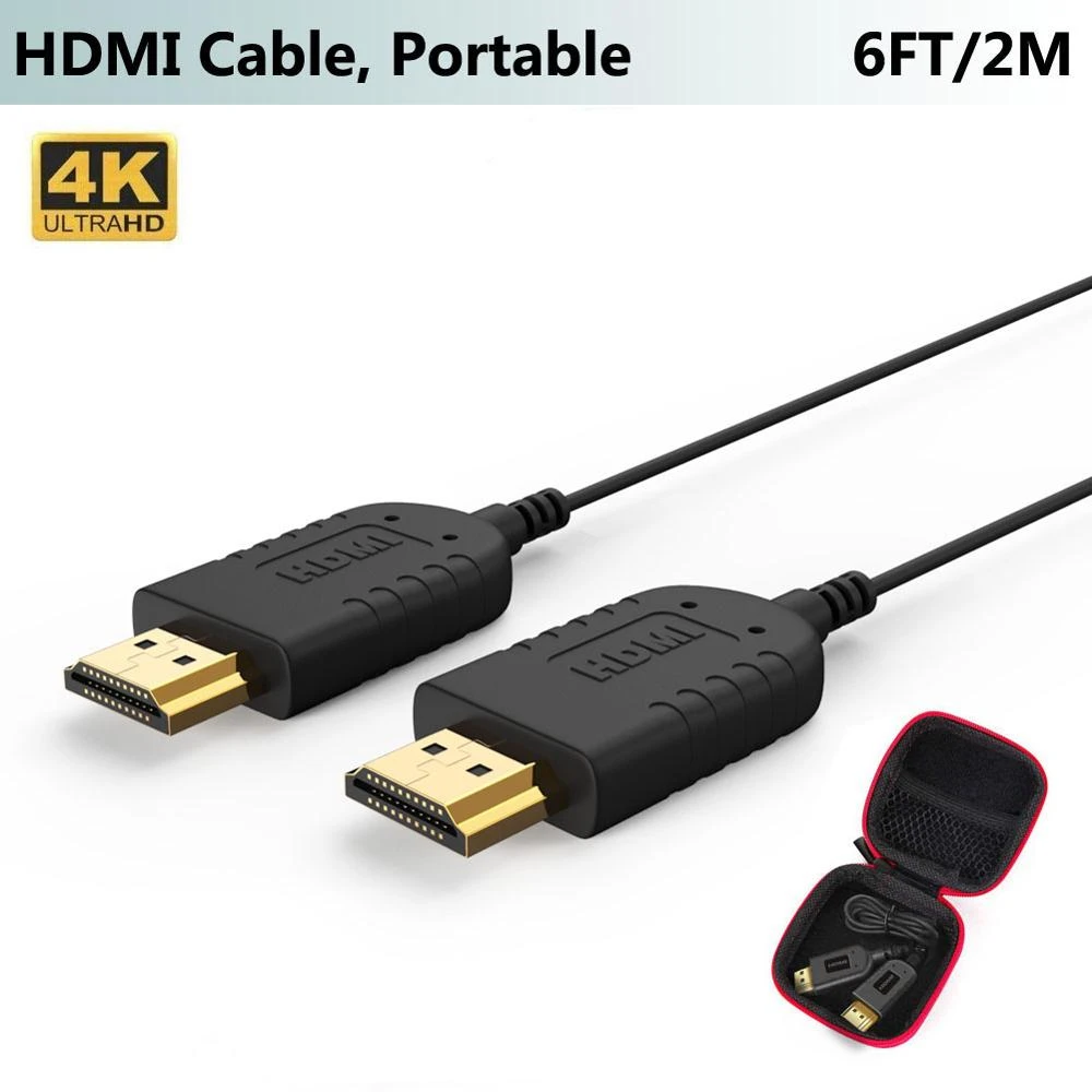 Foinnex Ultra Thin Hdmi Cable 6ft, 4k Hyper Super Flexible Slim Hdmi ...